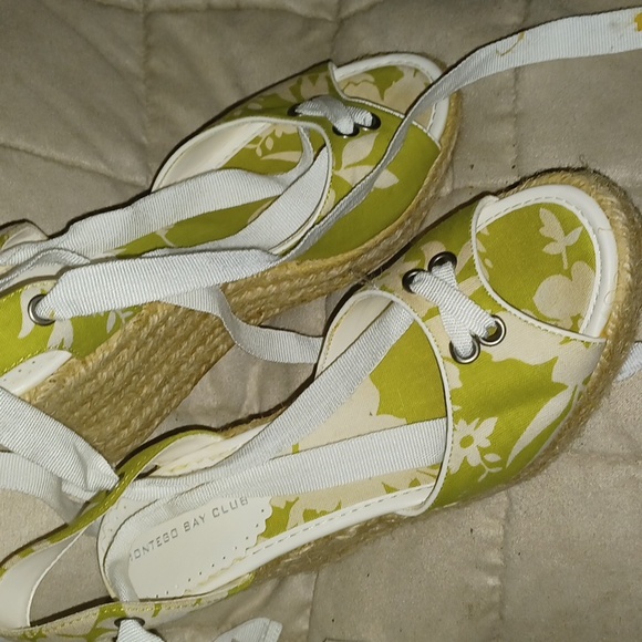 Montego Bay Club | Shoes | Lime Green White Floral Wedges | Poshmark
